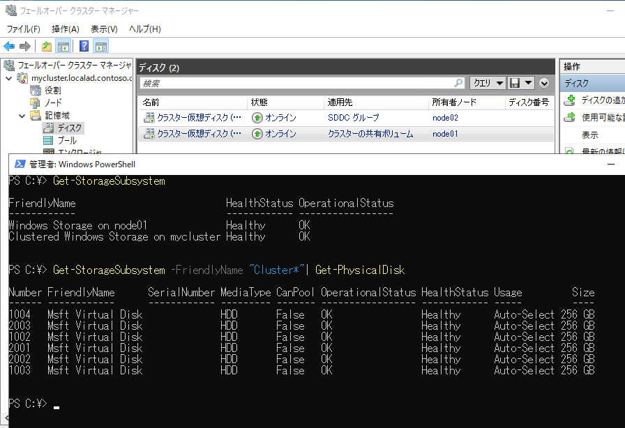 メモ. 依頼品: 記憶域スペースダイレクト（S2D）のディスク障害をコマンドで監視したい