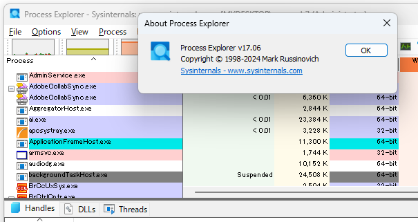 ITニュース. Sysinternals更新情報: Process Explorer v17.06