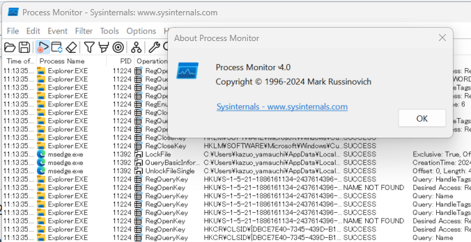 ITニュース. Sysinternals更新情報: Process Monitor v4.0（さらにv4.01）
